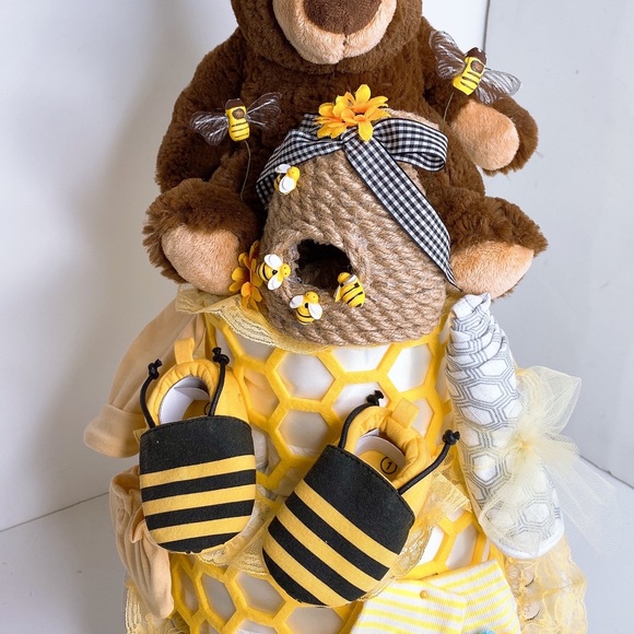 Handmade | Accessories | Honey Teddy Bear Diaper Diaper Cake Bee Themed ...